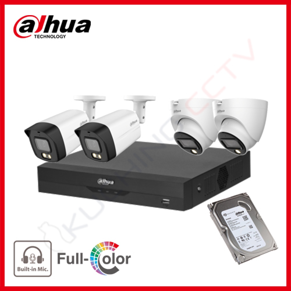 DAHUA 4-ch Full Color Audio HDCVI 1080p 2MP Analog Camera Package ...
