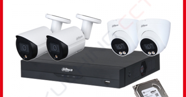 DAHUA 4-ch Full Color Audio 4MP IP Network Camera Package | Dahua IP ...